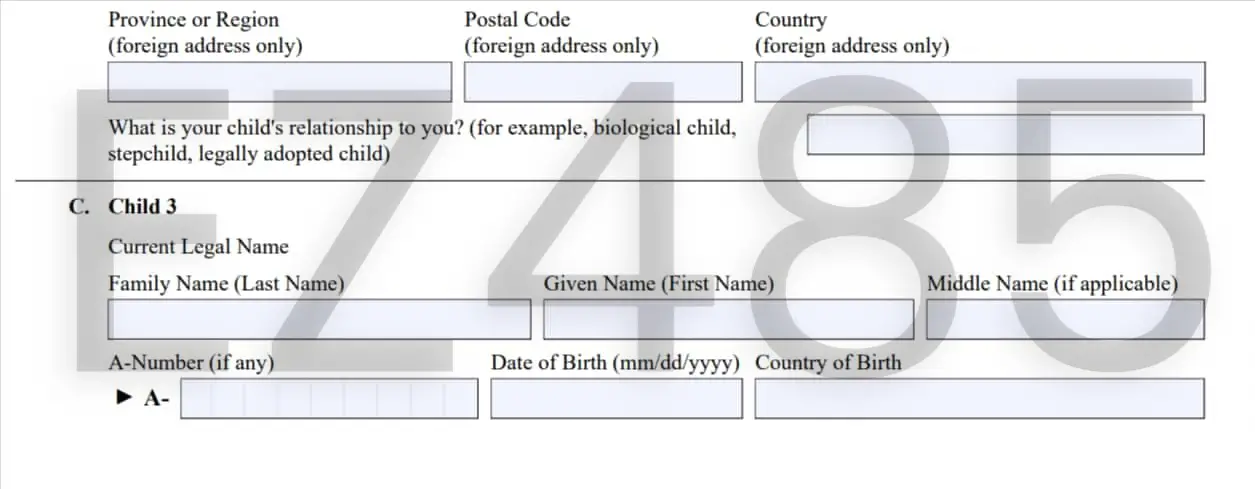 Understanding Form N-400: Part 11. Information About Your Children - EZ485